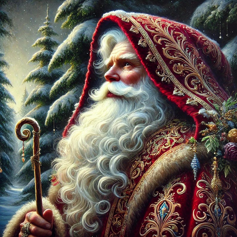 Vintage Victorian Santa Claus Portrait: Festive Christmas Decor ...