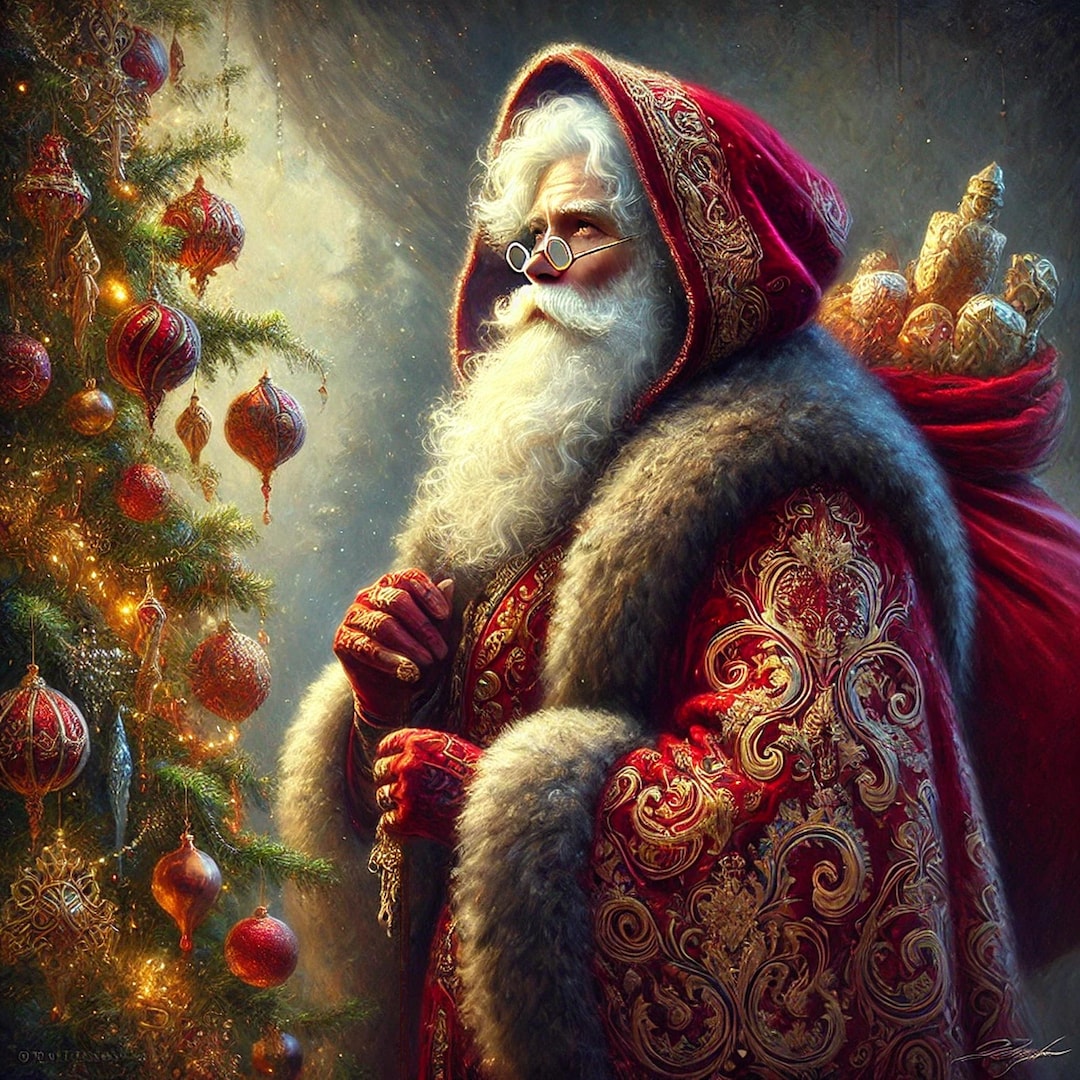 Victorian Santa Claus Art Print Christmas Wall Art Saint Nick Painting ...