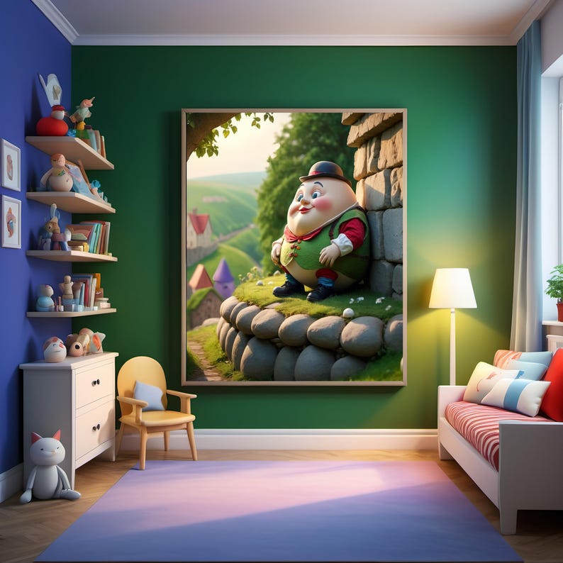 Humpty Dumpty Nursery Rhyme Art: Whimsical Storybook Illustration ...