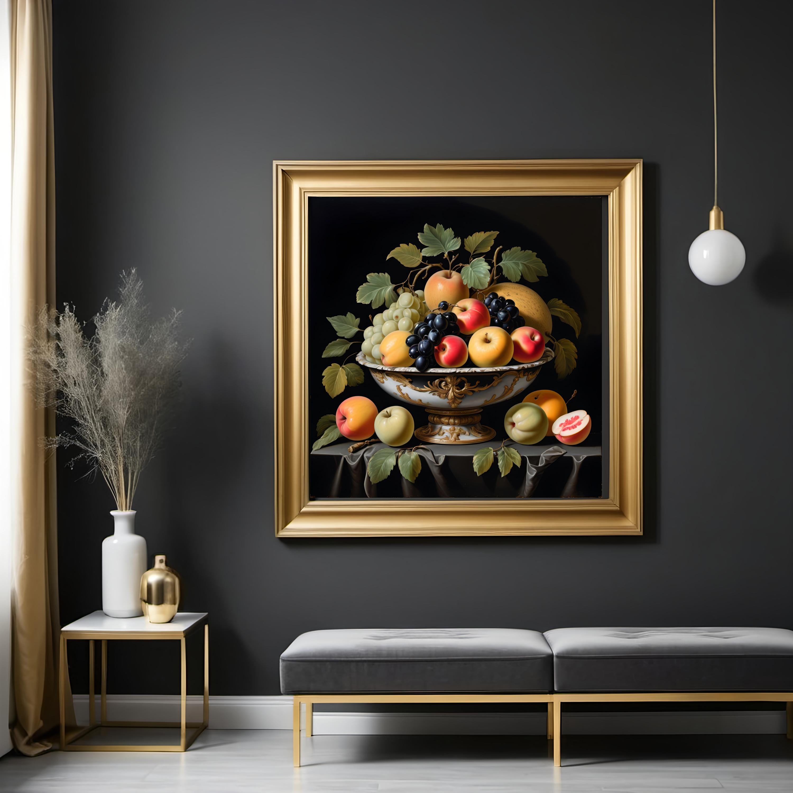 Rococo Fruit Bowl Still Life Art Print: Vintage Flemish Baroque ...