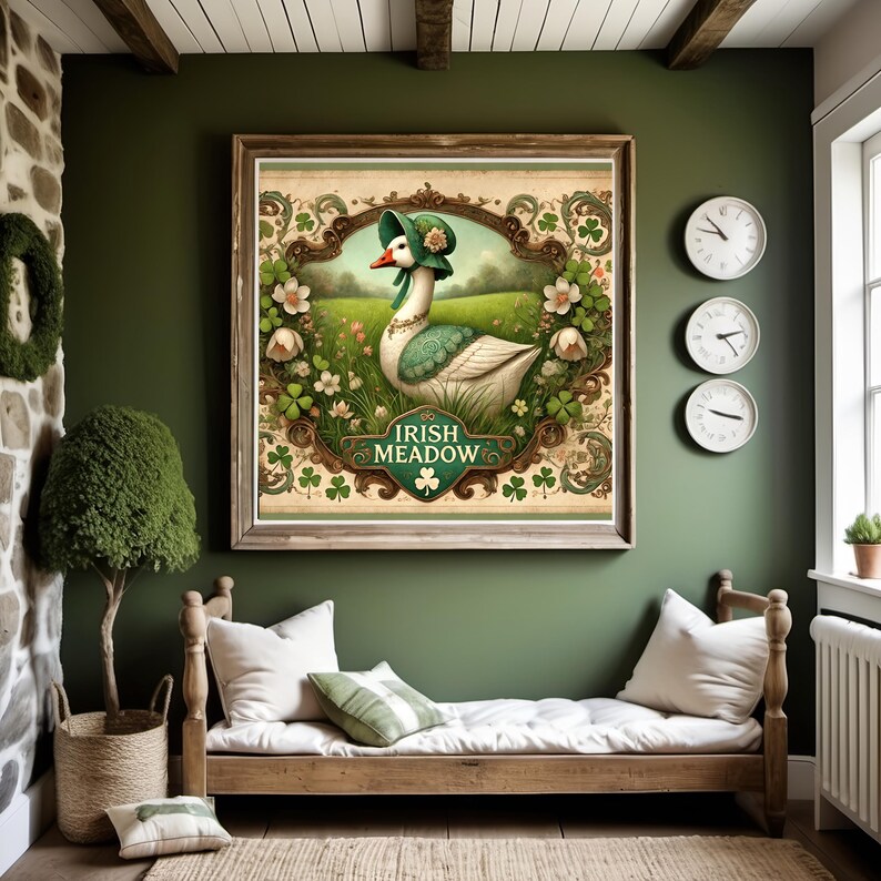 Vintage Goose Irish Meadow Sign: Cottagecore St Patricks Day Art ...