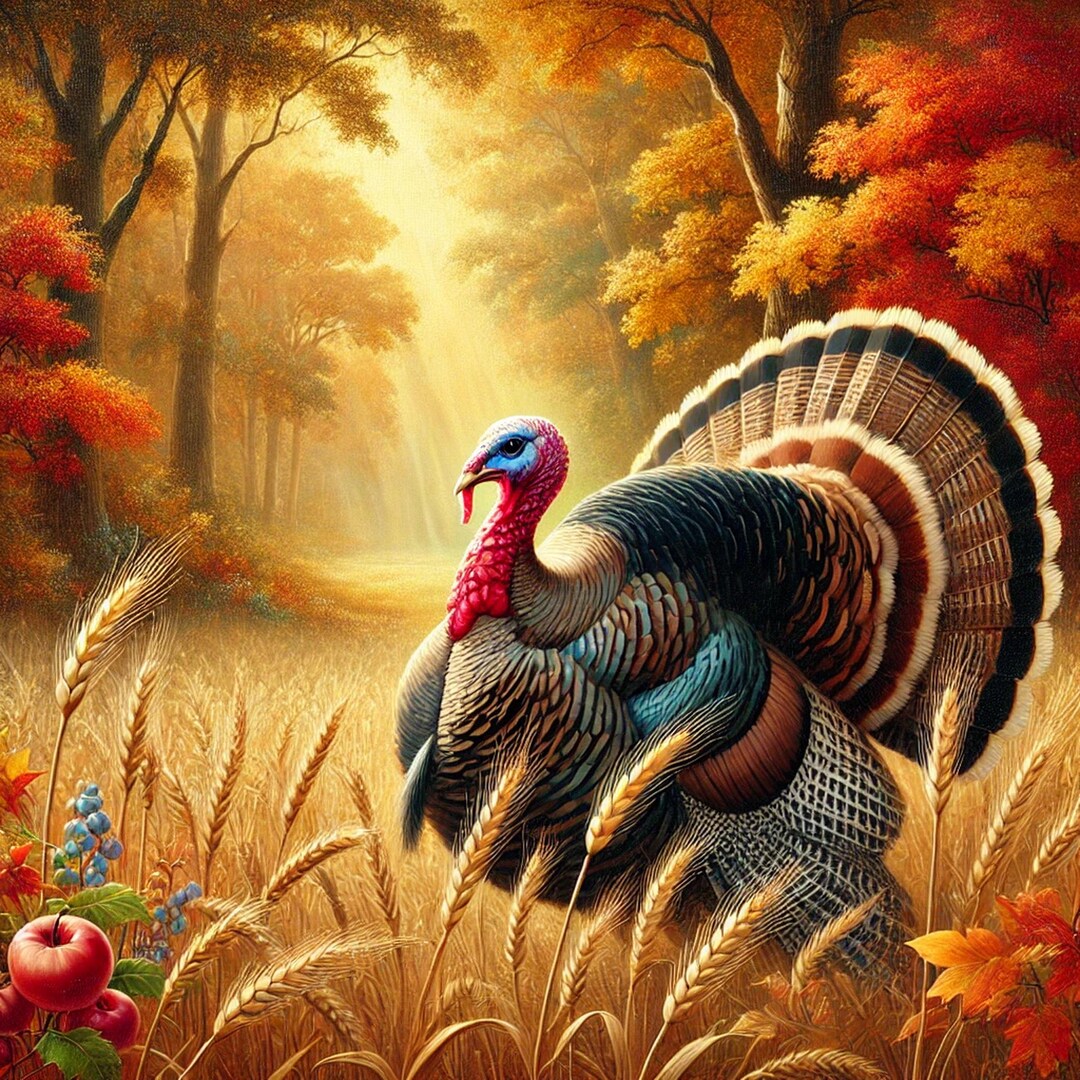 Victorian-style Turkey Art Print | Majestic Wild Turkey in Wheat Field ...