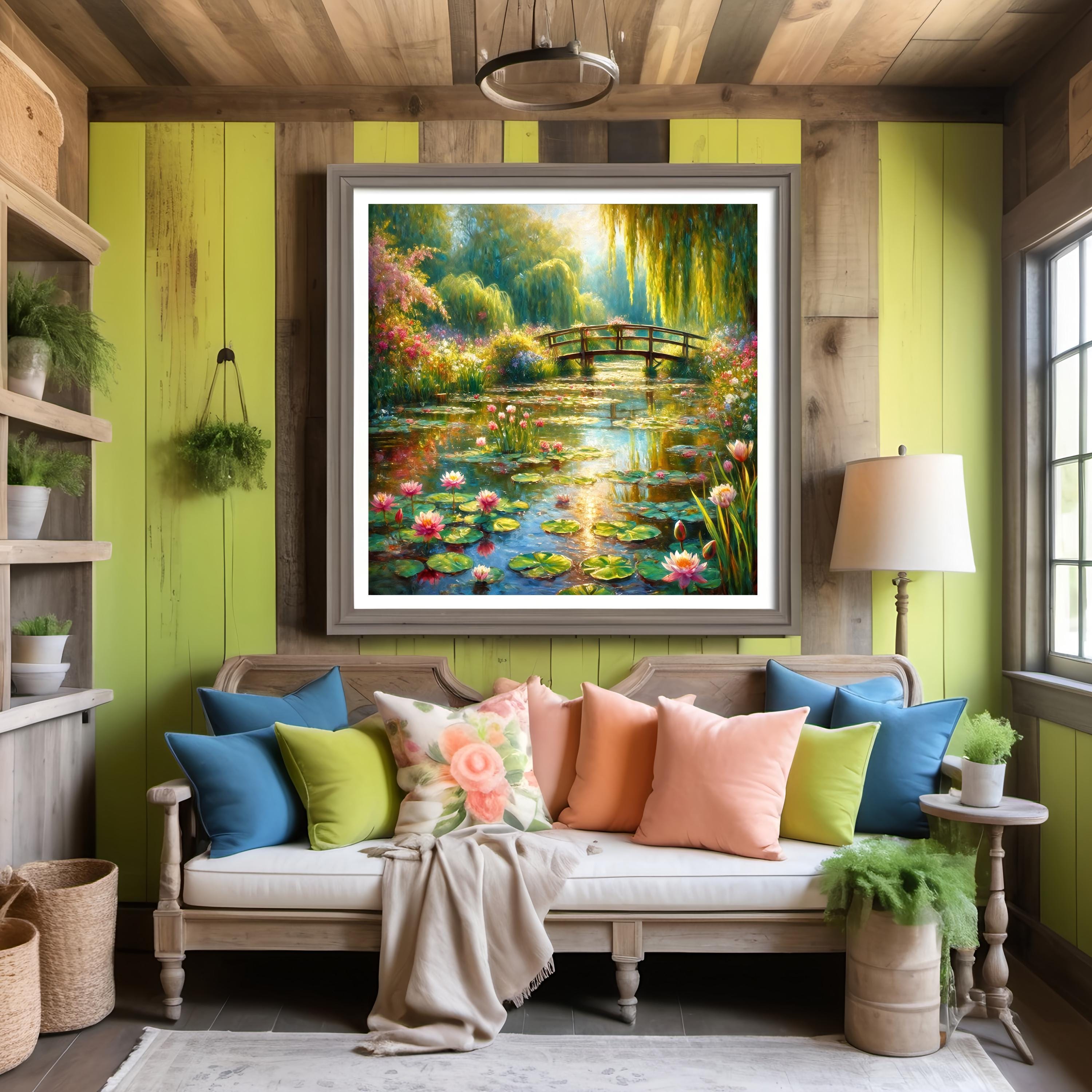 Water Lily Pond Print: Monet Style Garden Landscape (digital Download ...