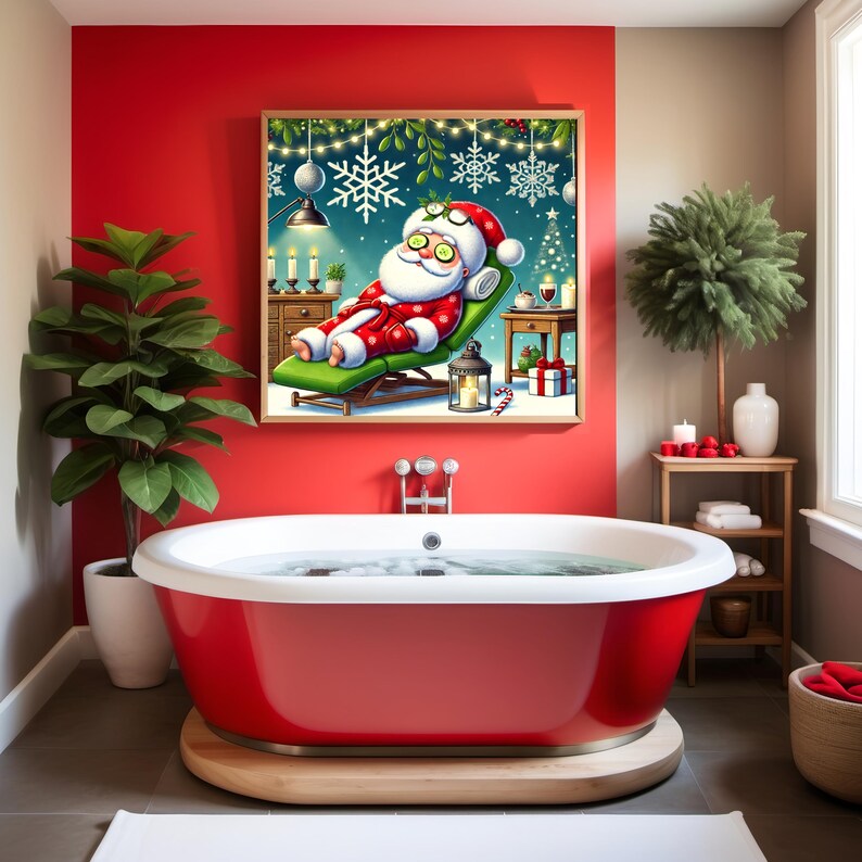 Funny Santa Spa Day Art: Relaxing Christmas Humor (digital Download) - Etsy