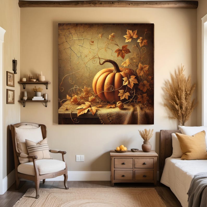 Victorian Pumpkin Still Life Art: Rustic Autumn Decor (digital Print ...