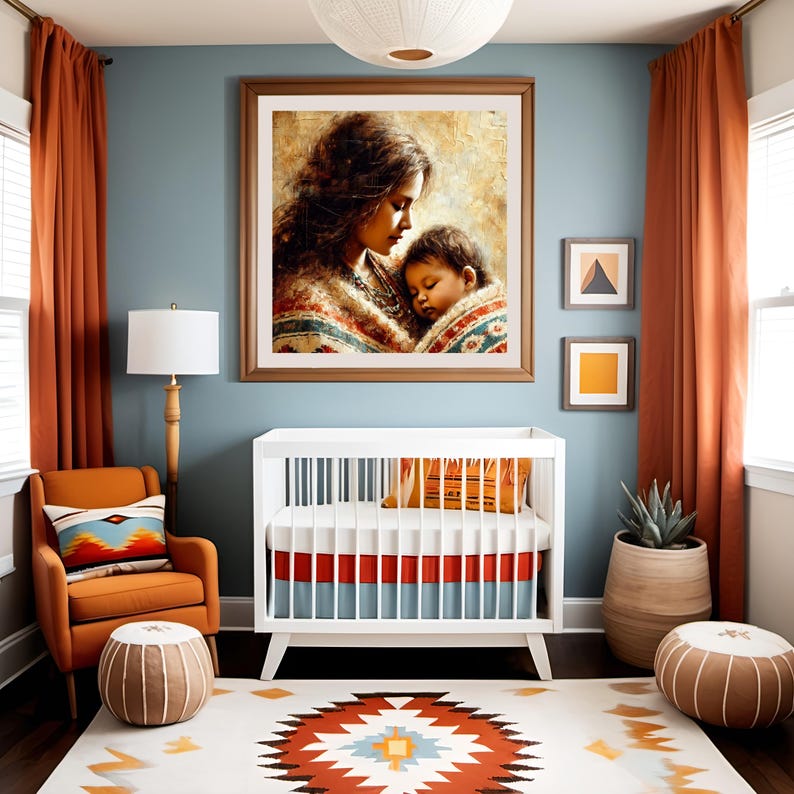 Native American Mother and Child Art Print: Impressionist Home Decor ...