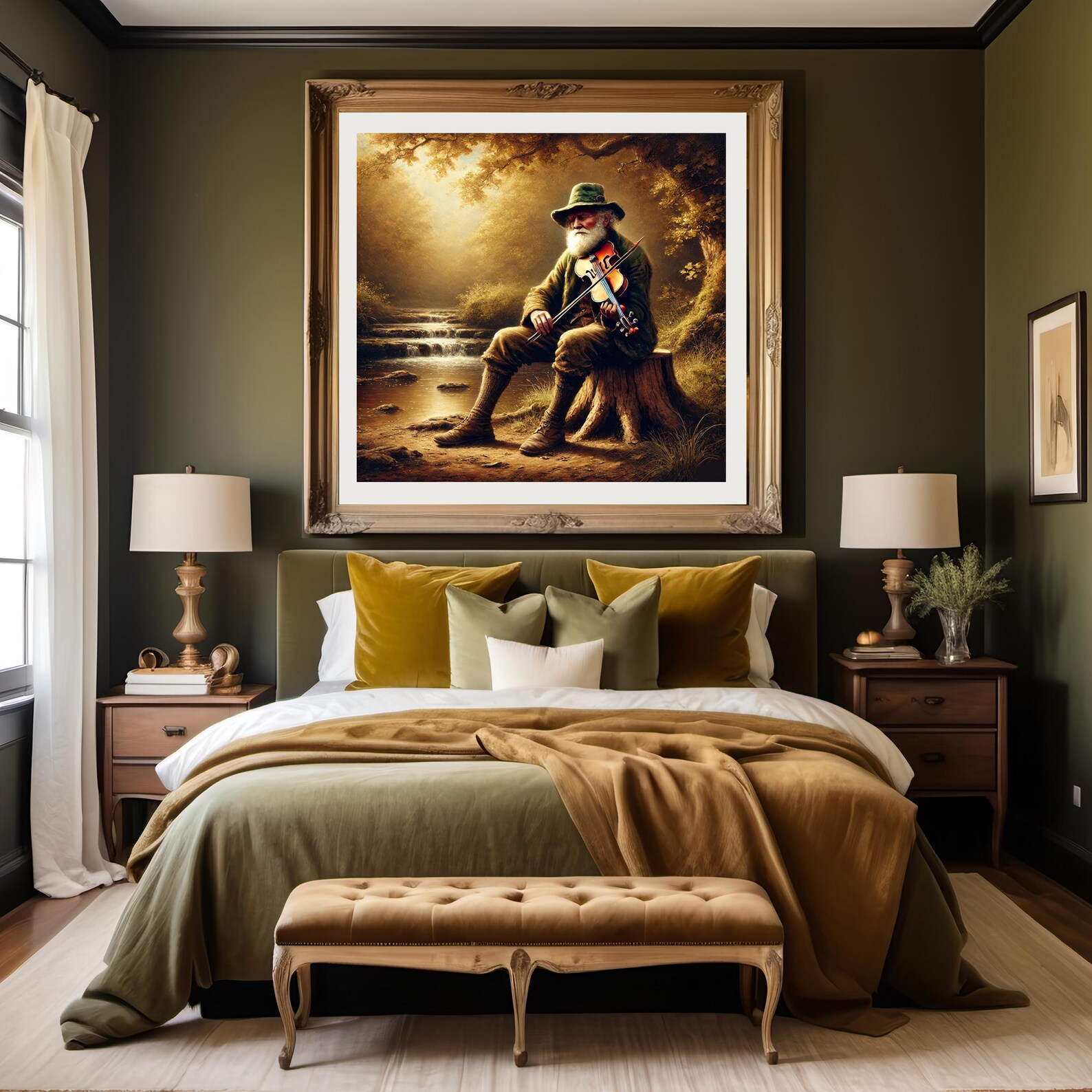 Vintage Irish Fiddle Player Impressionist Painting St Patricks Day Wall ...