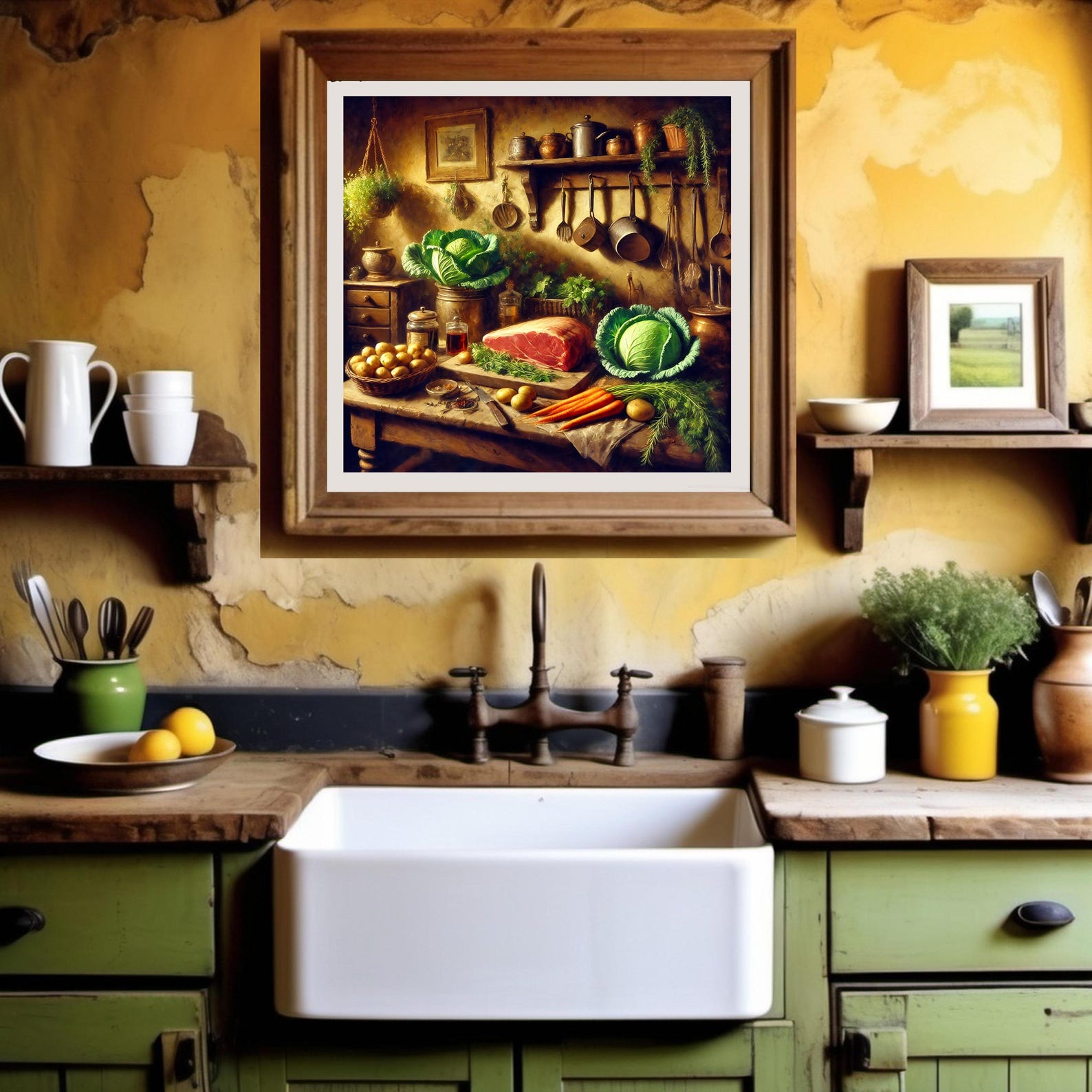 Vintage Irish Kitchen Print: Rustic Farmhouse Cooking Scene (digital ...