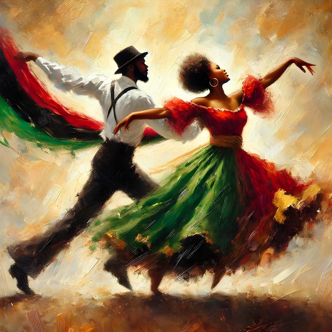 Juneteenth Dancing Couple Art Print: Black Heritage Celebration ...