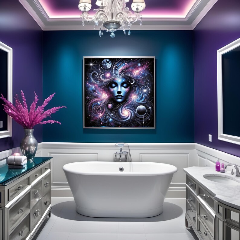 Cosmic Goddess Digital Art Print Celestial Fantasy Wall Decor Galaxy ...
