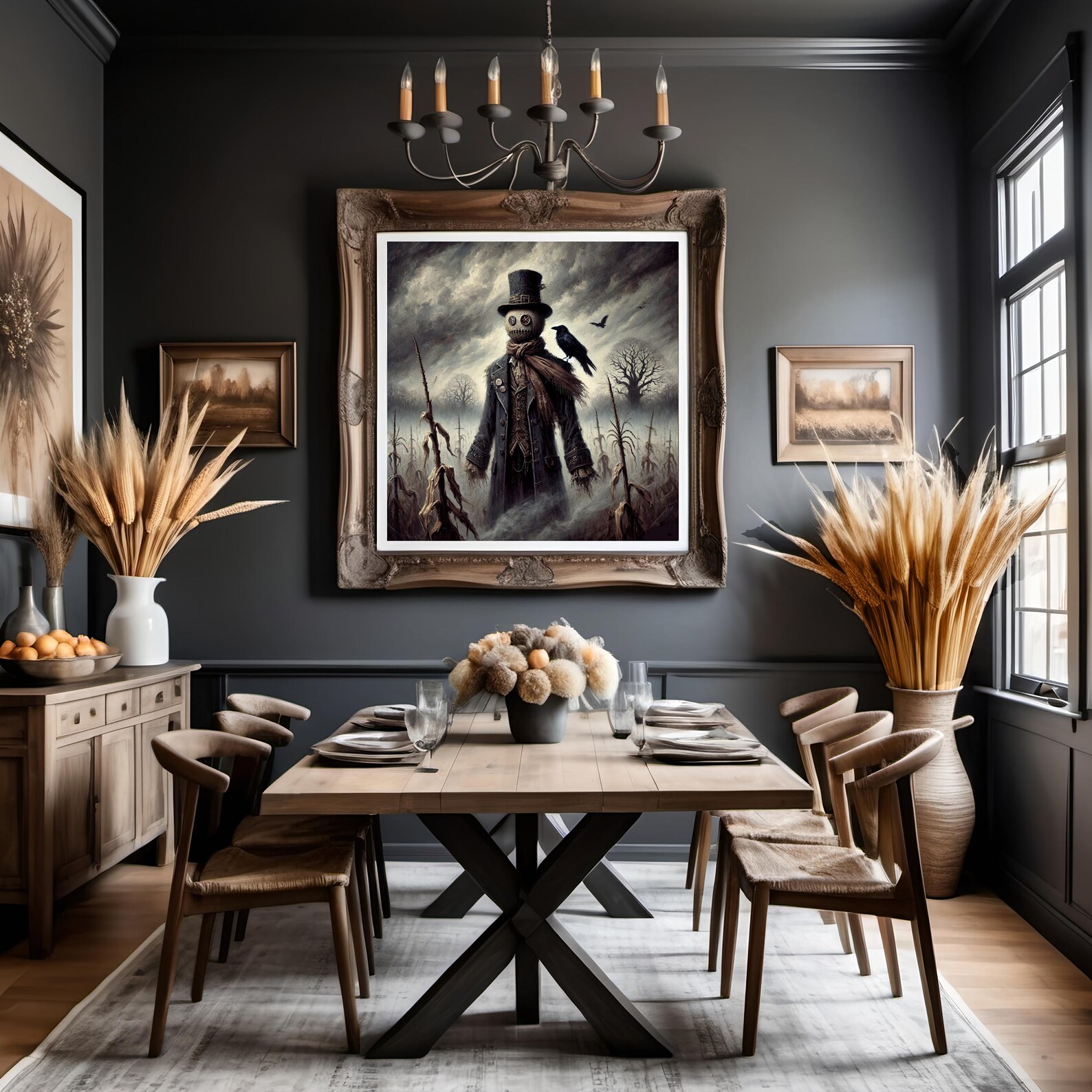 Victorian Gothic Scarecrow Digital Art: Rustic Autumn Decor (digital ...