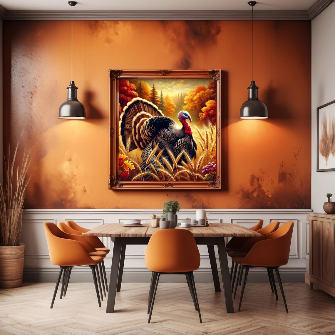 Victorian-style Turkey Wall Art Majestic Wild Turkey in Wheat Field ...