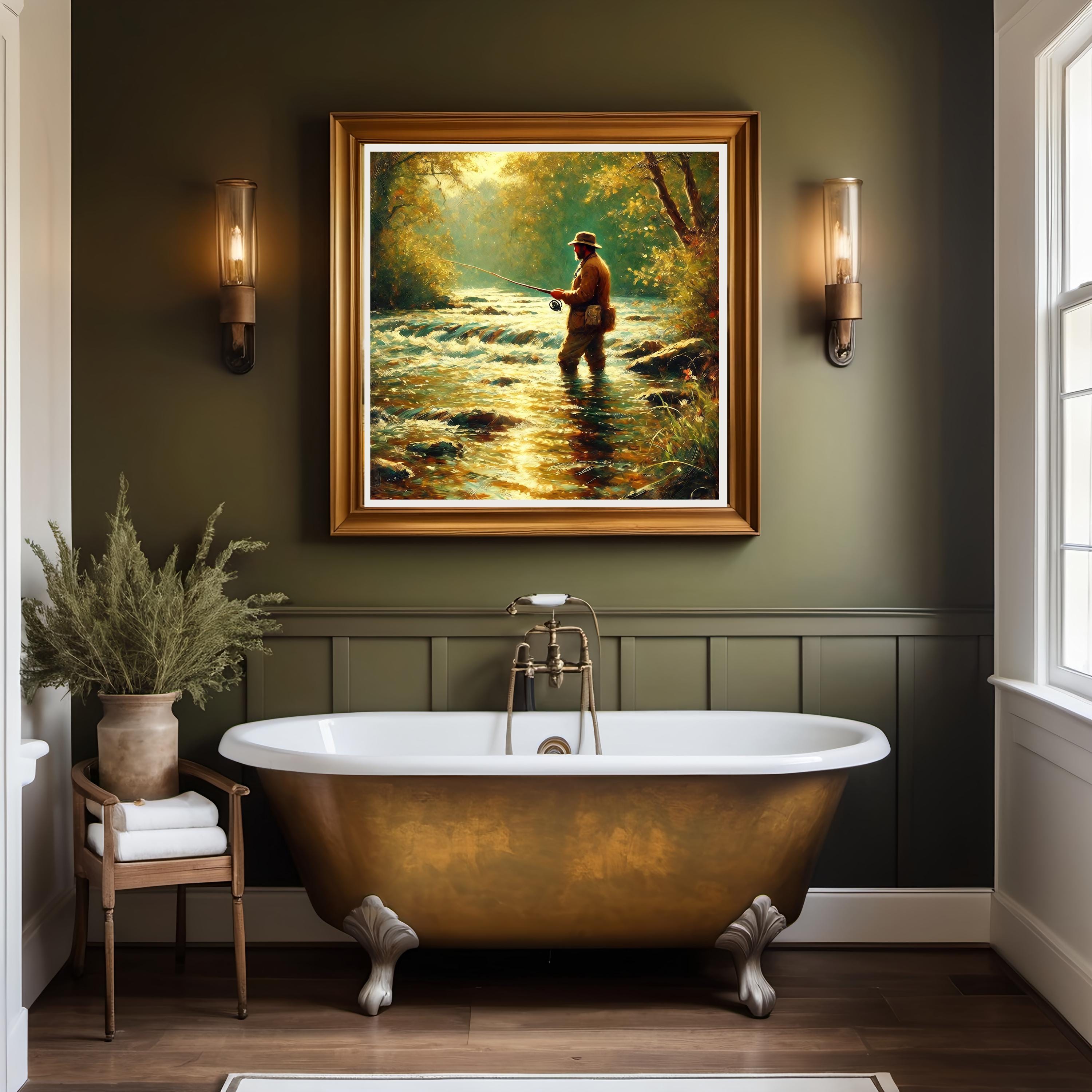 Vintage Fly Fisherman Art Print: Rustic Cabin Decor (digital Download ...