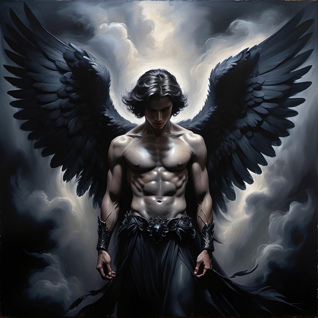 Dark Angel Warrior Art Print Gothic Angelic Wall Art Mythical Fantasy ...