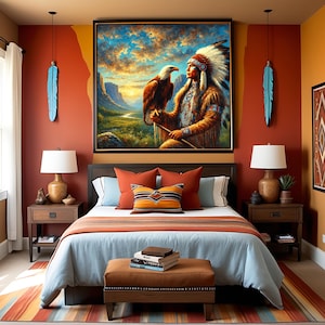 Native American Chief & Bald Eagle Art Print: Tribal Home Decor ...