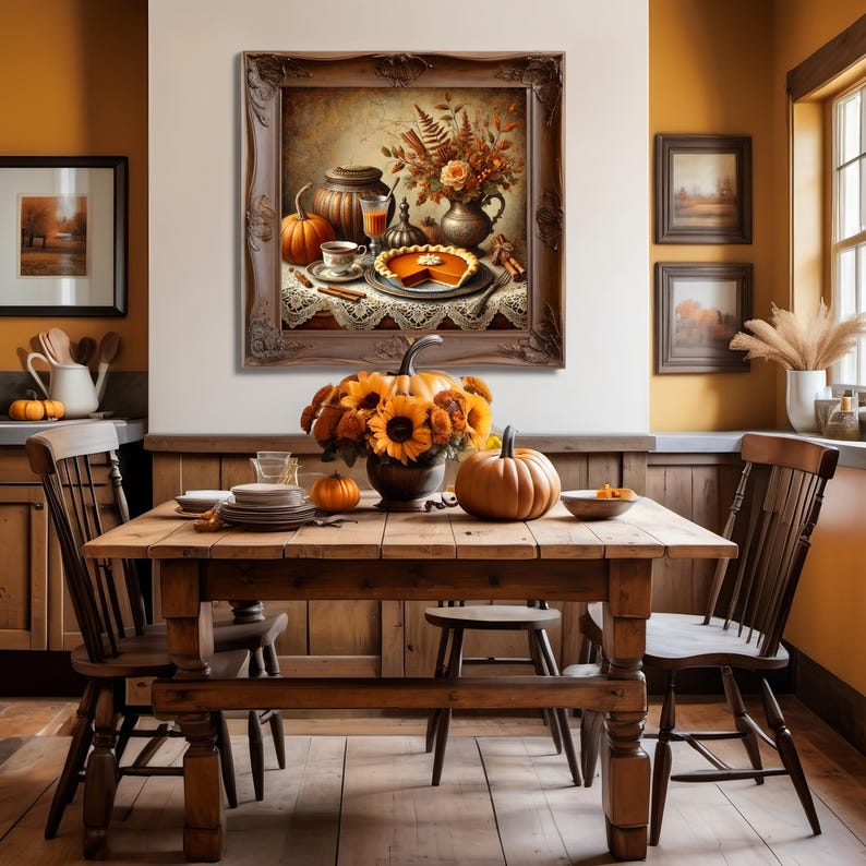 Victorian Pumpkin Pie Print: Vintage Fall Kitchen Decor (digital ...