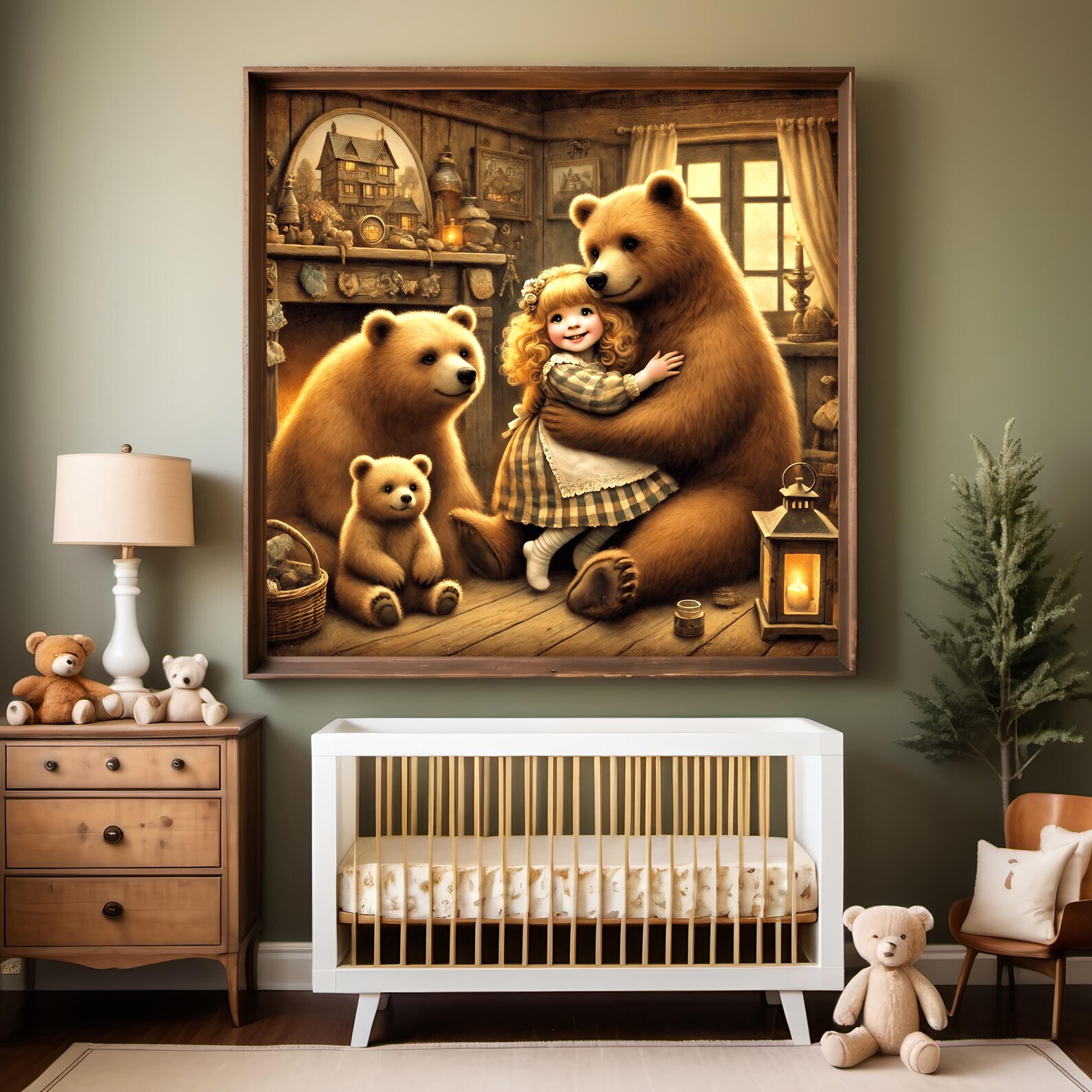 Goldilocks and the Three Bears Art: Whimsical Nursery Decor (digital ...