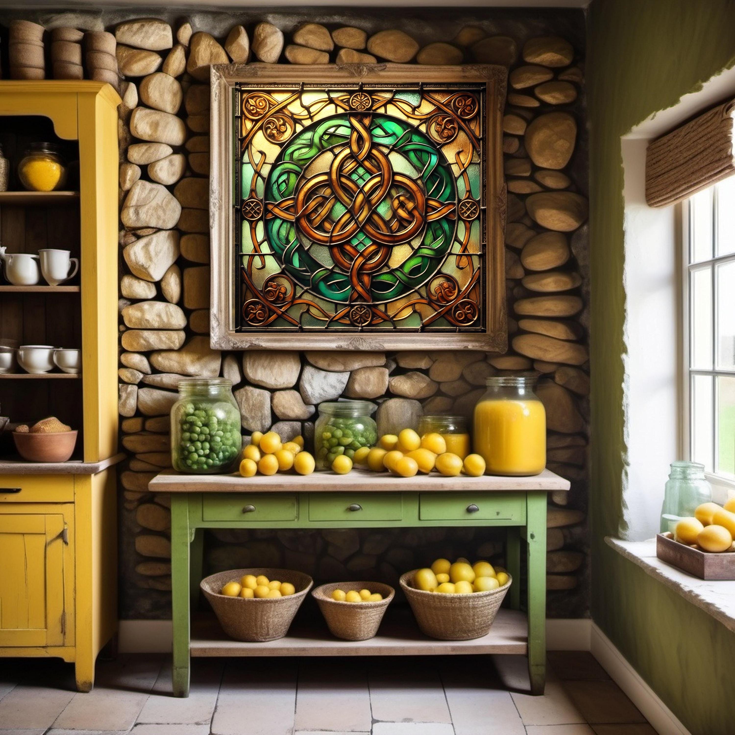 Stained Glass Celtic Knot Wall Art Vintage Celtic Window Design Digital ...