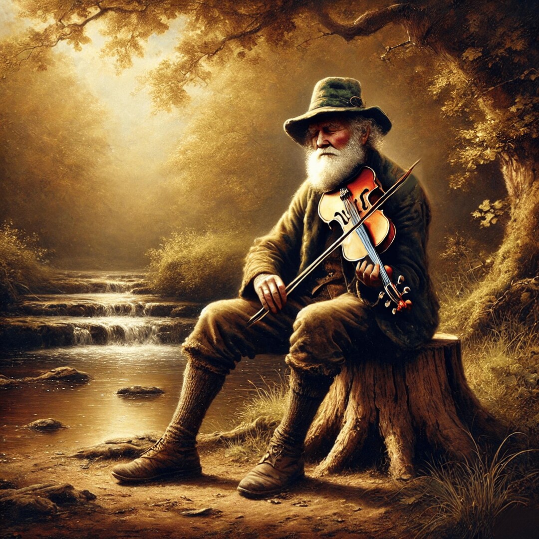 Vintage Irish Fiddle Player Impressionist Painting St Patricks Day Wall ...