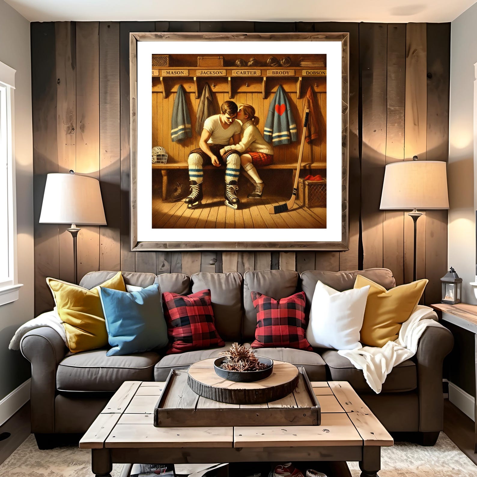 Hockey Romance Art Print: Locker Room Kiss, Vintage Love Scene (digital ...