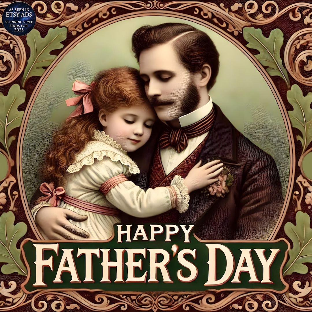 Victorian Father's Day Art Print: Antique Style Father & Daughter ...