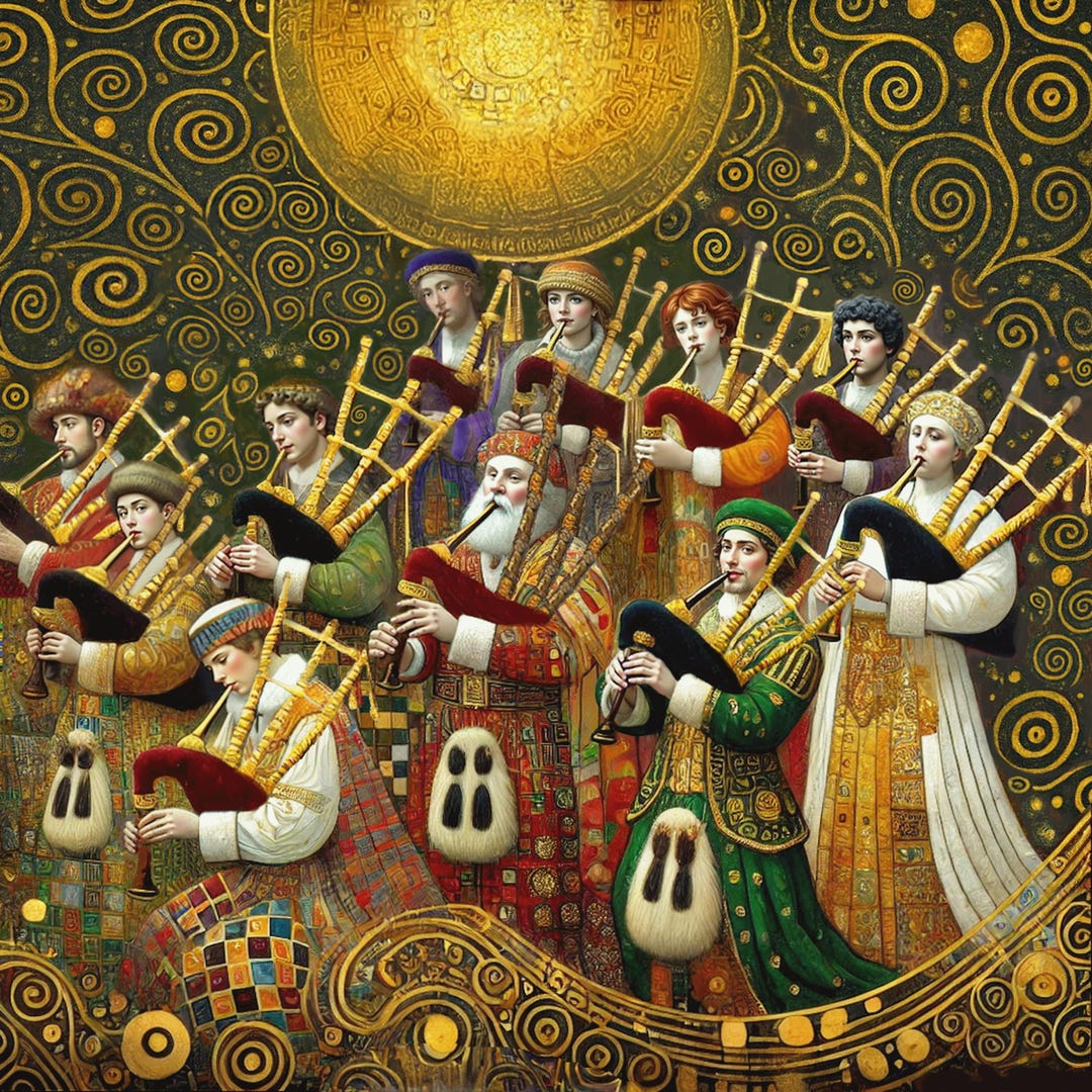 Eleven Pipers Piping Art Print: Klimt Inspired Holiday Decor (digital ...