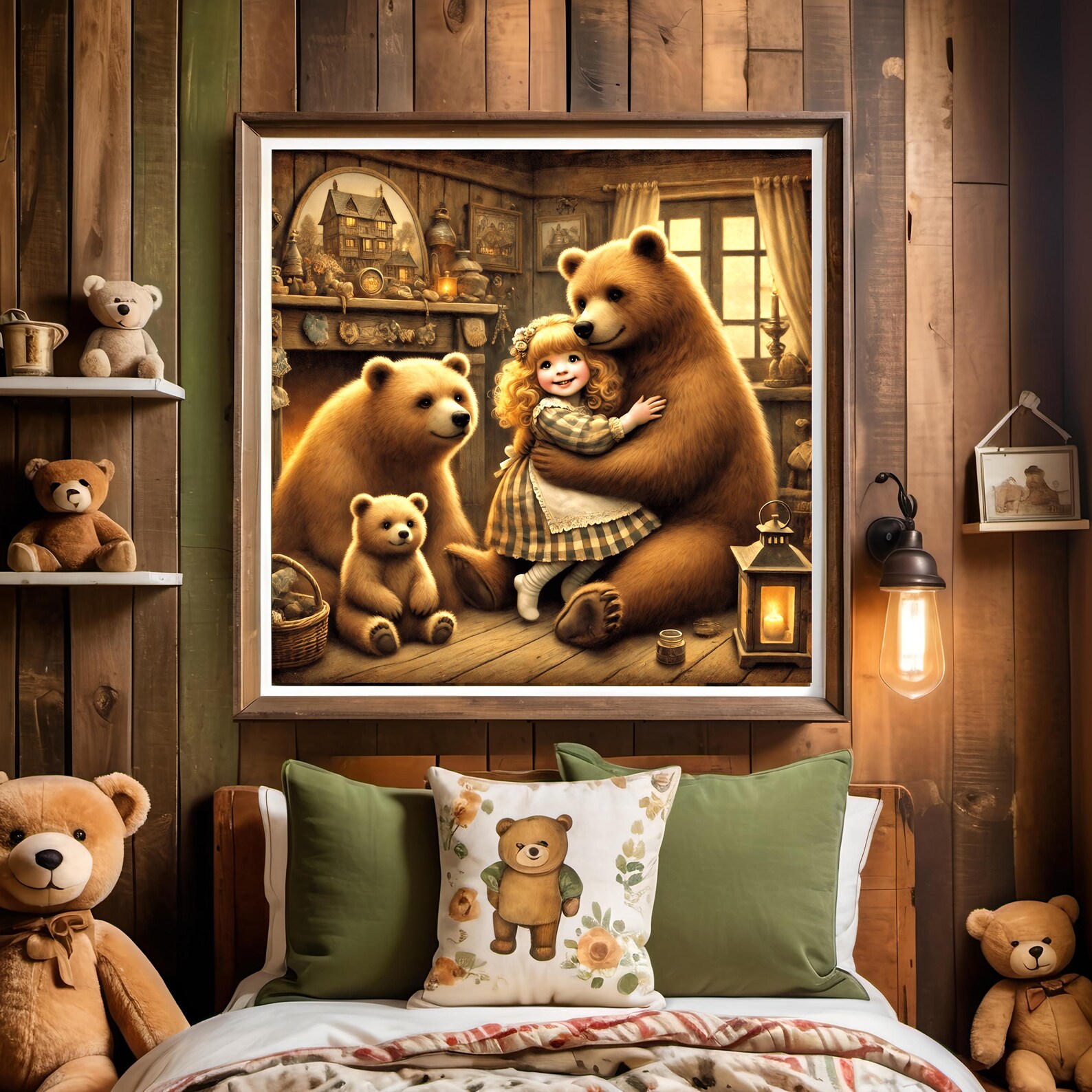 Goldilocks and the Three Bears Art: Whimsical Nursery Decor (digital ...