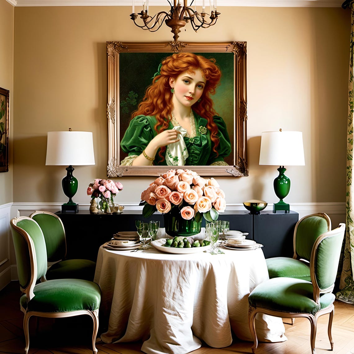 Victorian Irish Lass Art Print: St Patrick's Day Redhead (digital ...