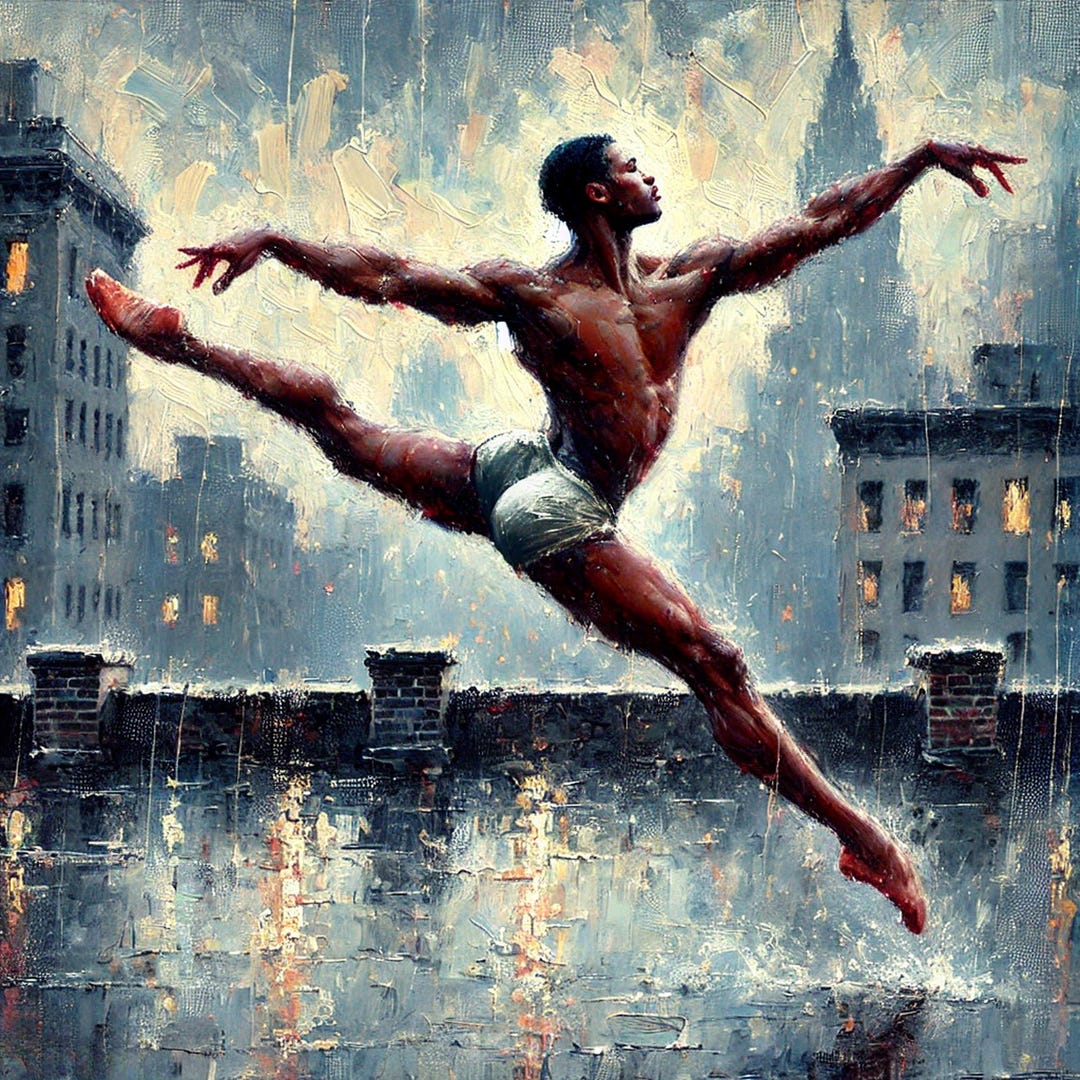 Male Dancer Art Print: Rooftop Leap in Rain (digital Download) - Etsy UK