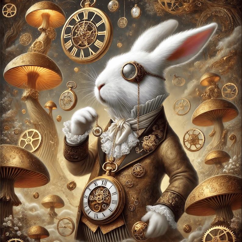 Steampunk Victorian Timekeeper Whimsical Clockwork Rabbit Art Brass ...