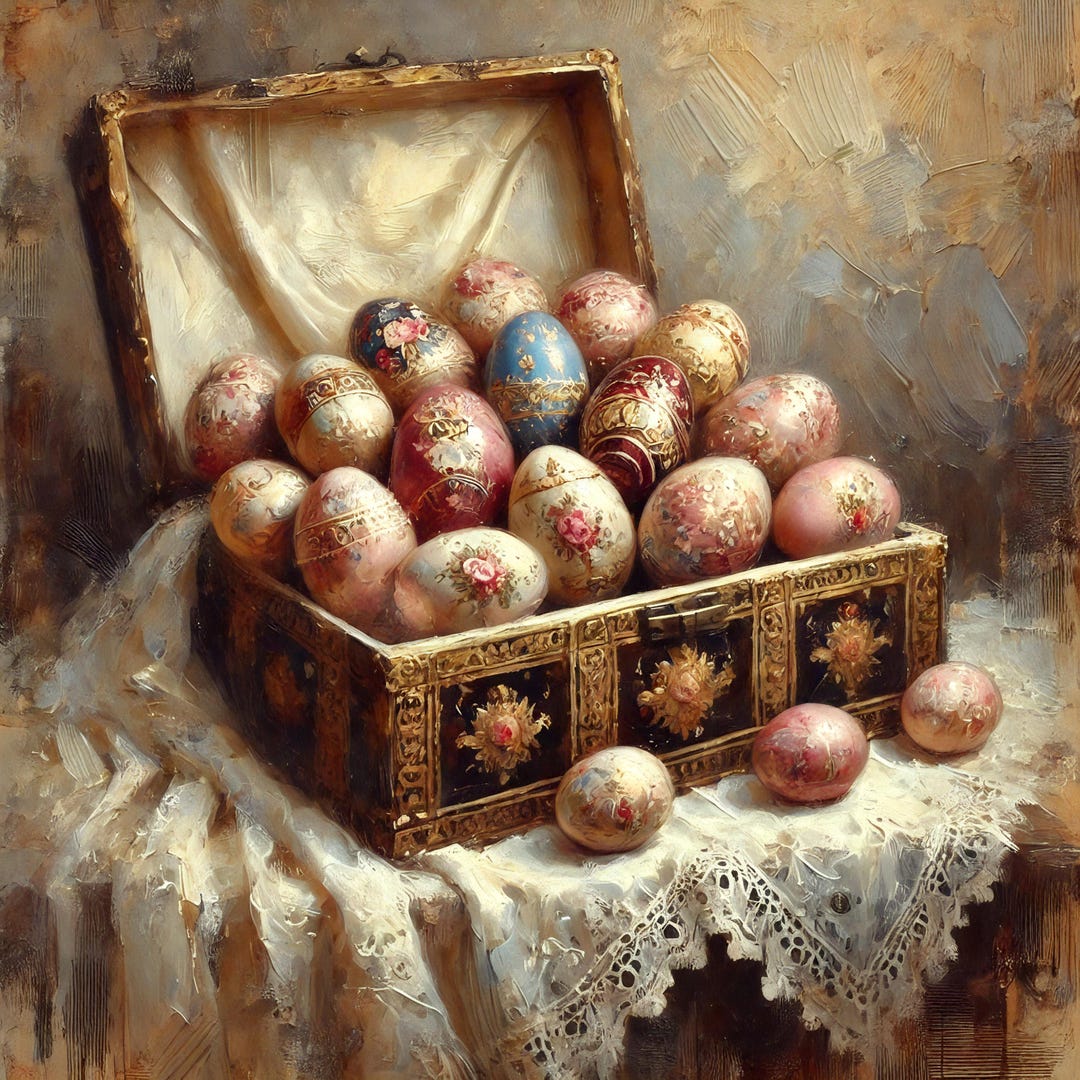Antique Easter Egg Chest Vintage Style Digital Art Elegant Easter Decor ...