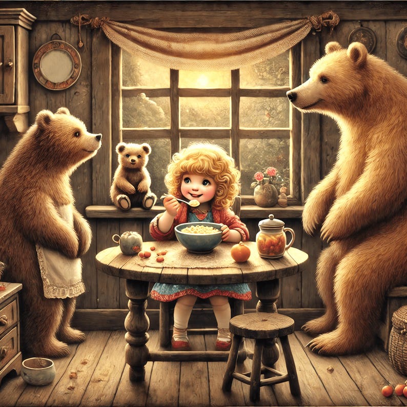 Goldilocks and the Three Bears Artwork Digital Download Wall Art for Nursery or Children's Room ...