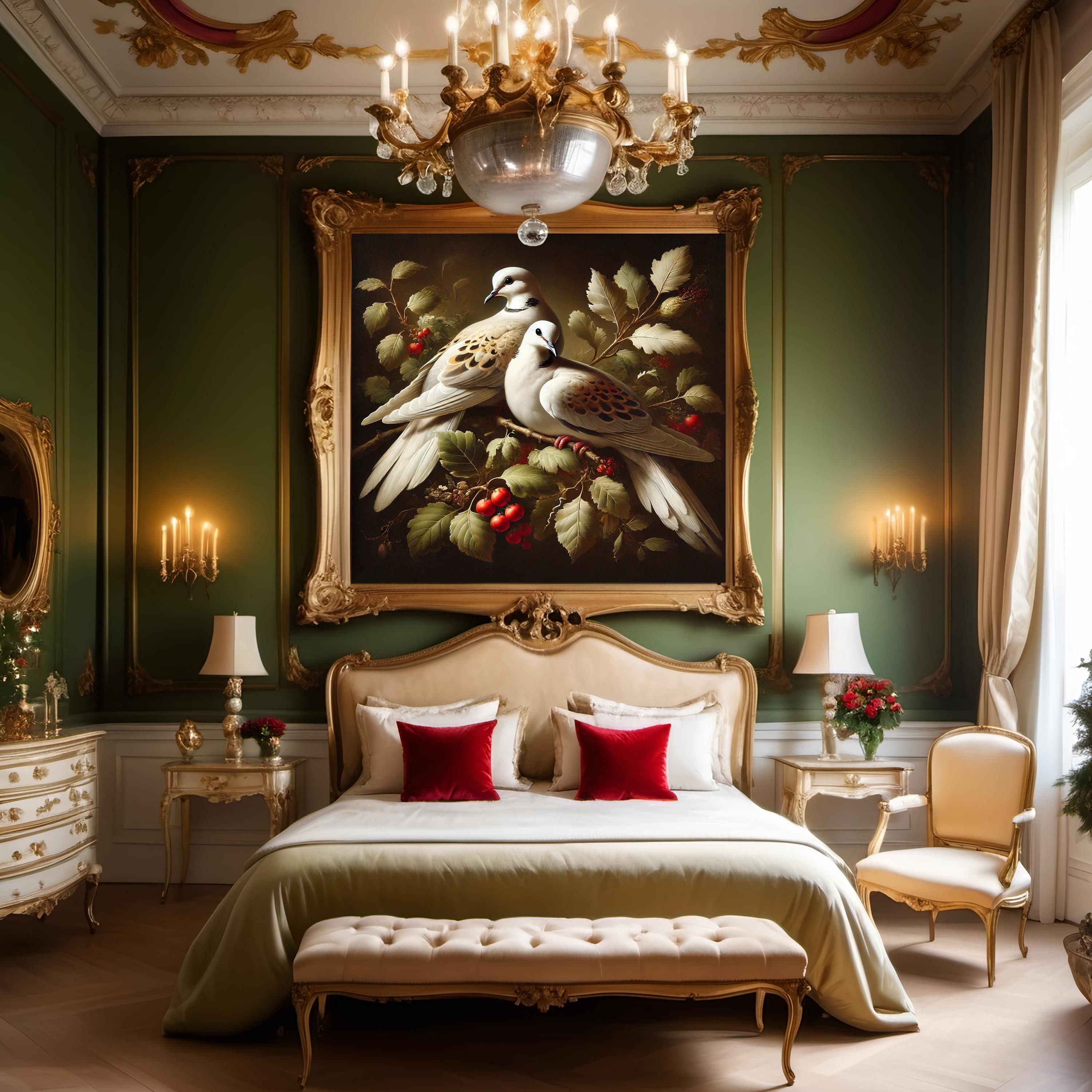 Two Turtle Doves Wall Art | Romantic Christmas Decor, Nature Digital ...