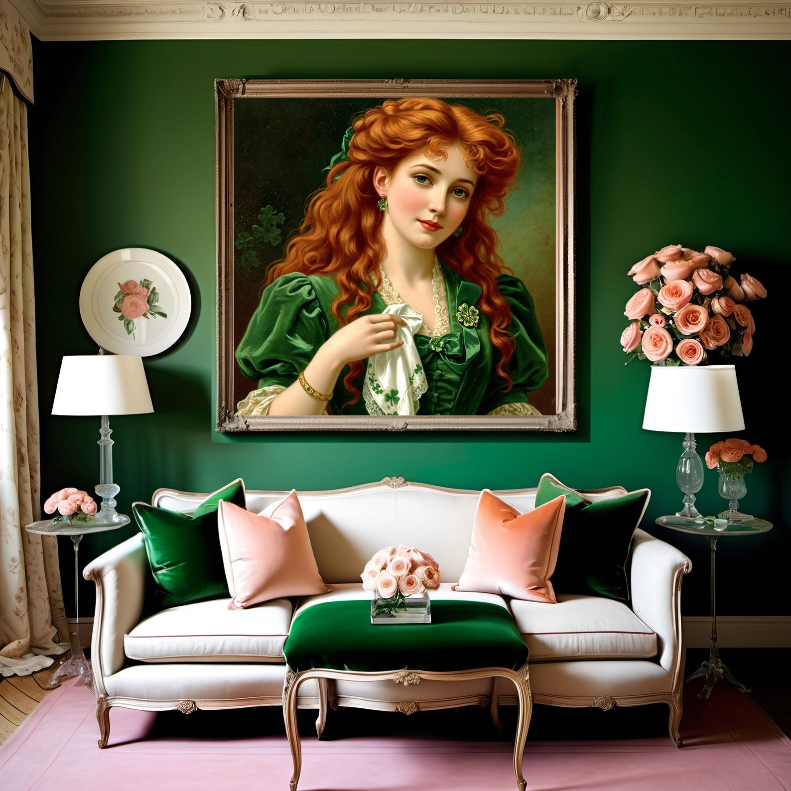 Victorian Irish Lass Art Print: St Patrick's Day Redhead (digital ...