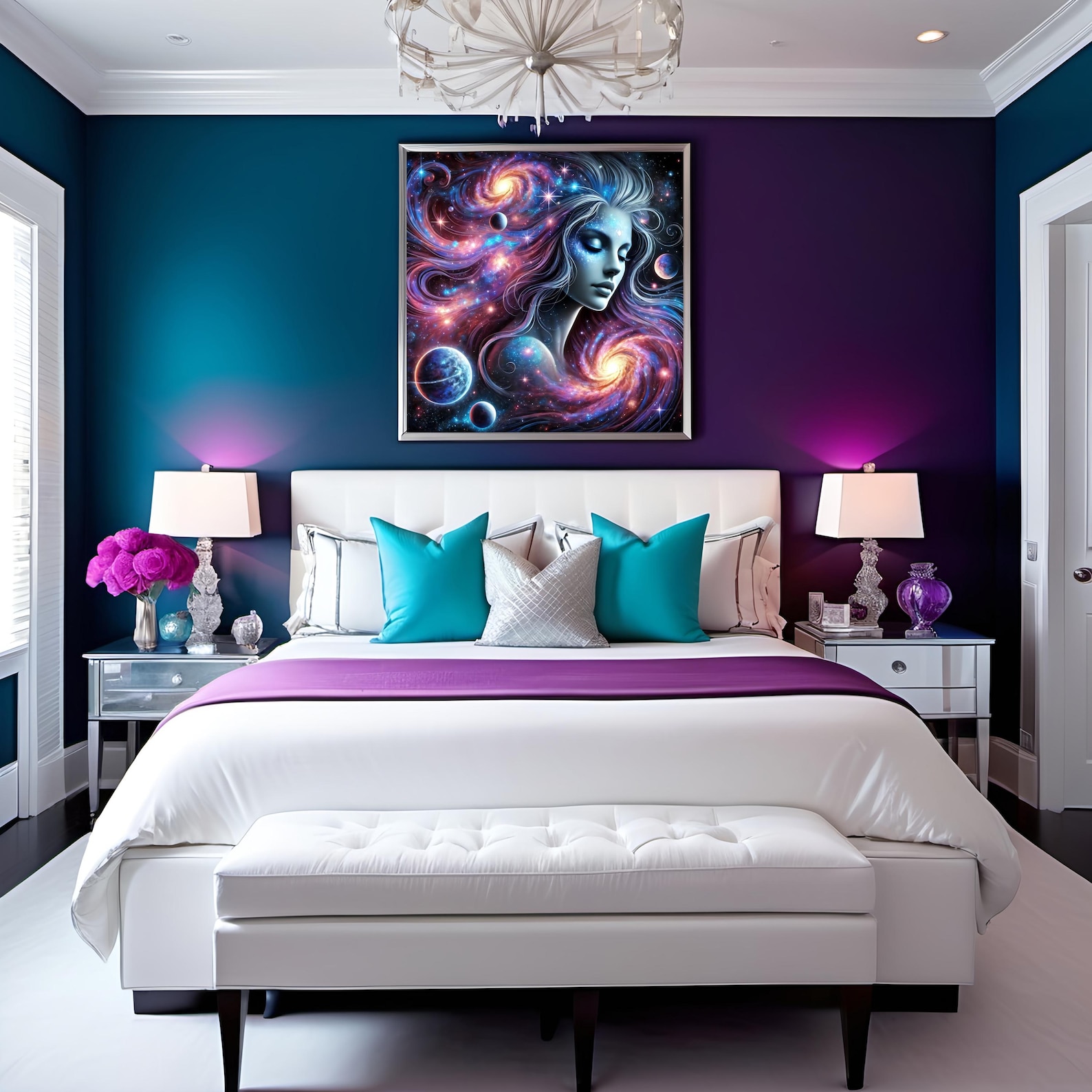 Cosmic Female Digital Art Print, Celestial Galaxy Wall Art, Mystic ...