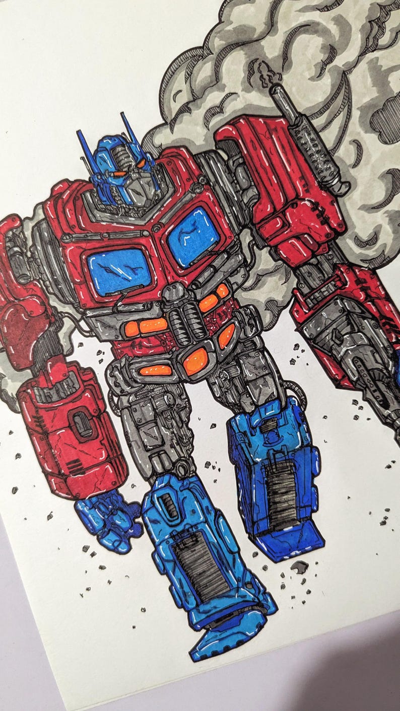Handmade Optimus Prime Comic Art, Copic Marker Drawing (11x14) - Etsy