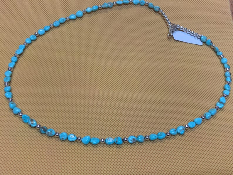 Castle Dome Turquoise From Arizona Mine. Sterling Silver and 21” Long ...