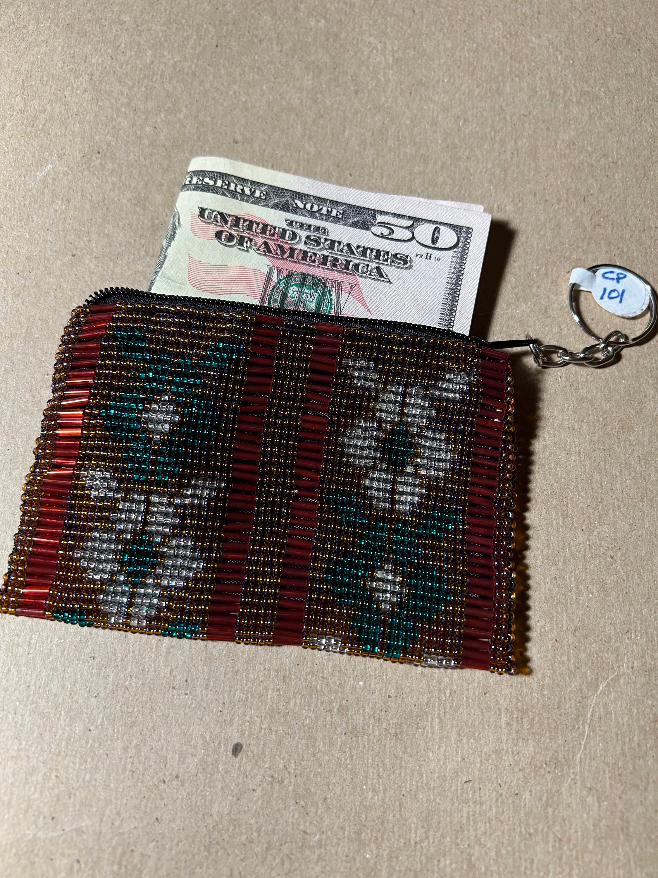 Handcrafted Glass Bead Change Purse, 4.5” X 3” With Zipper, Made by an ...