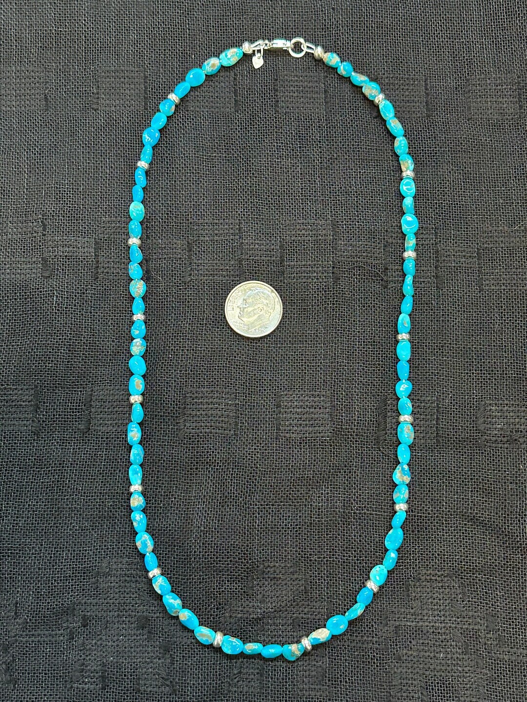 Genuine Castle Dome Turquoise With Sterling Silver in an 18” Length. E ...