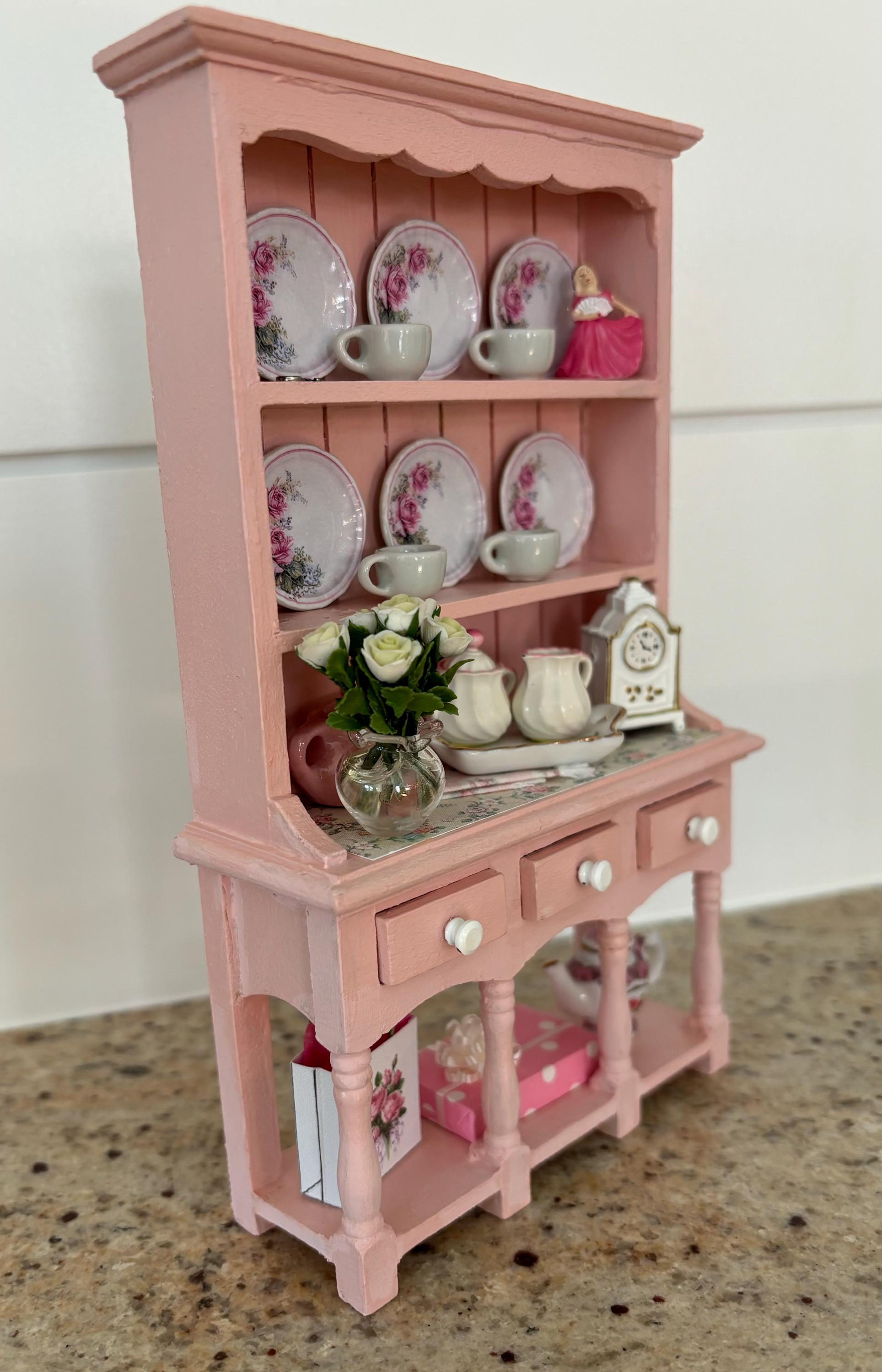 Dollhouse Miniature Pink Hutch - Etsy