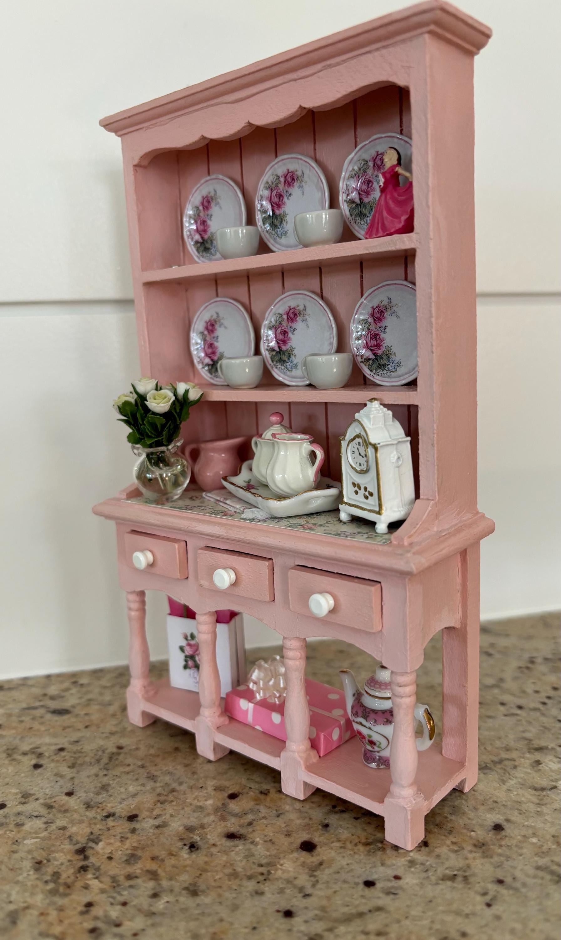 Dollhouse Miniature Pink Hutch - Etsy