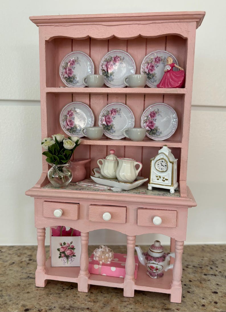 Dollhouse Miniature Pink Hutch - Etsy
