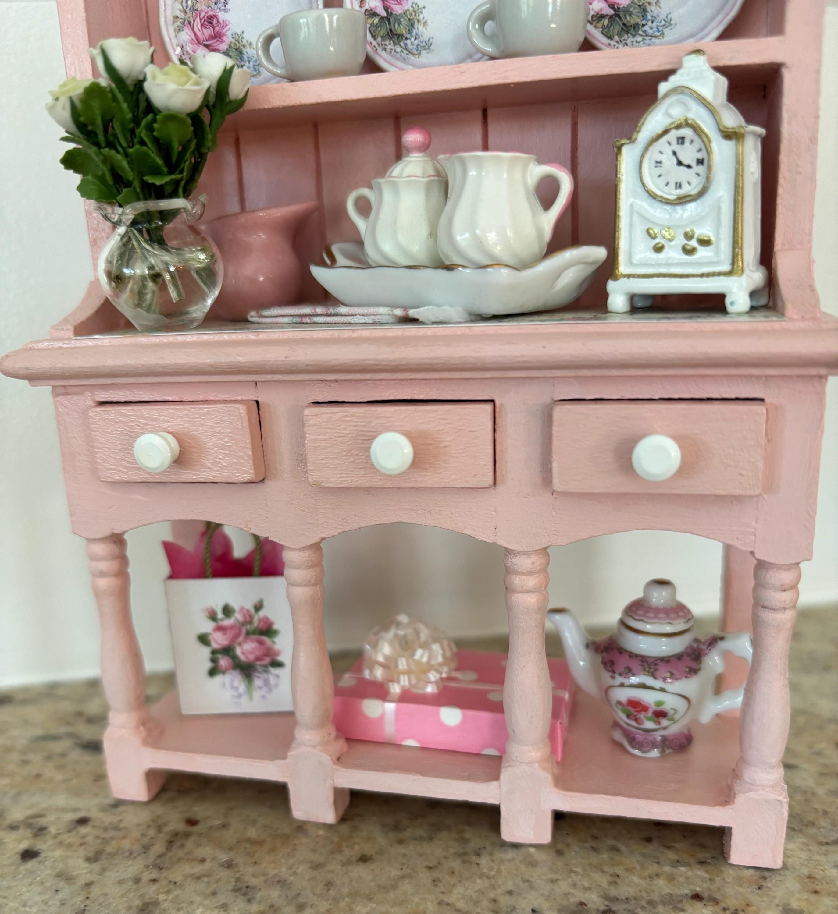 Dollhouse Miniature Pink Hutch - Etsy