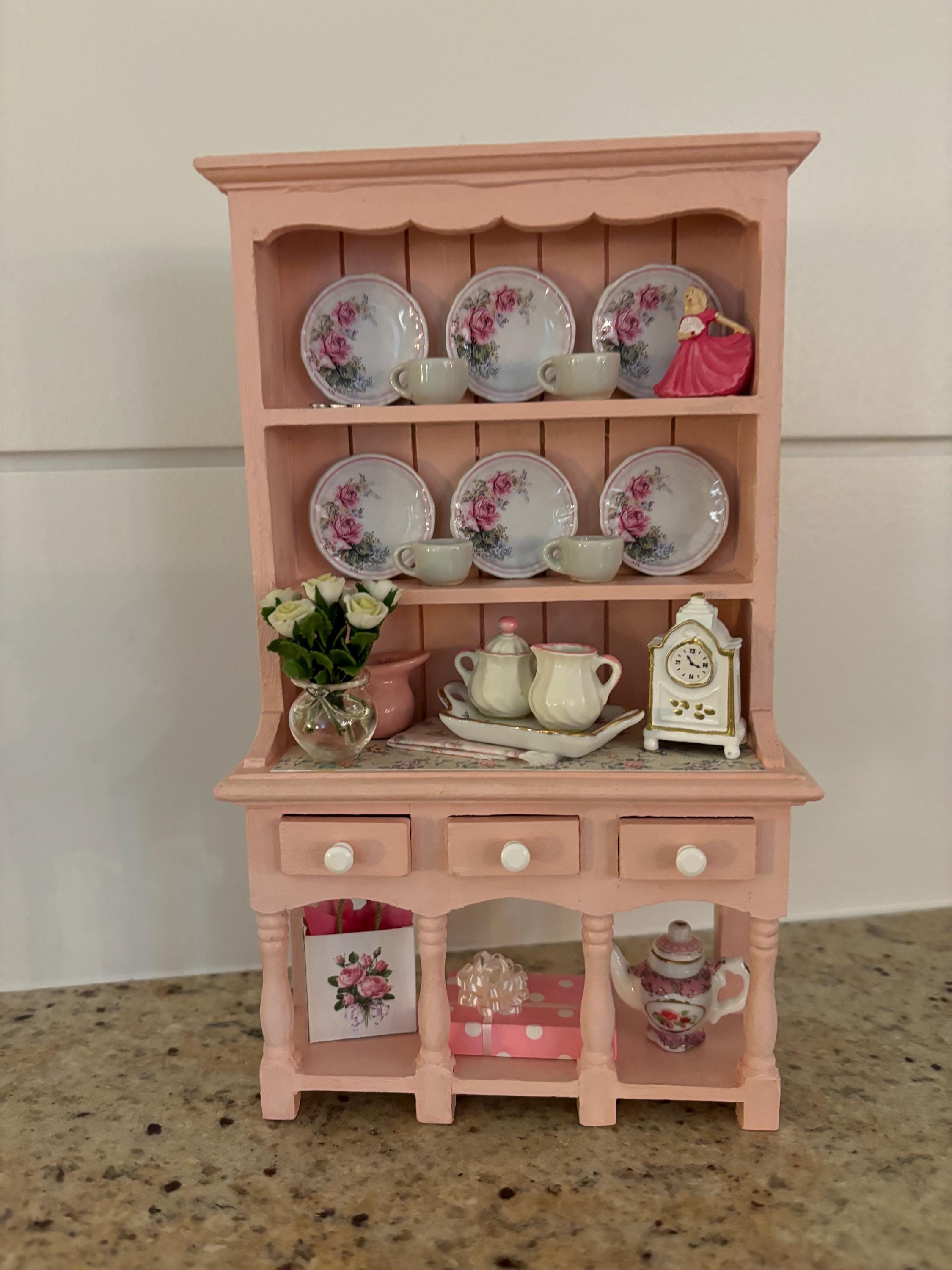 Dollhouse Miniature Pink Hutch - Etsy