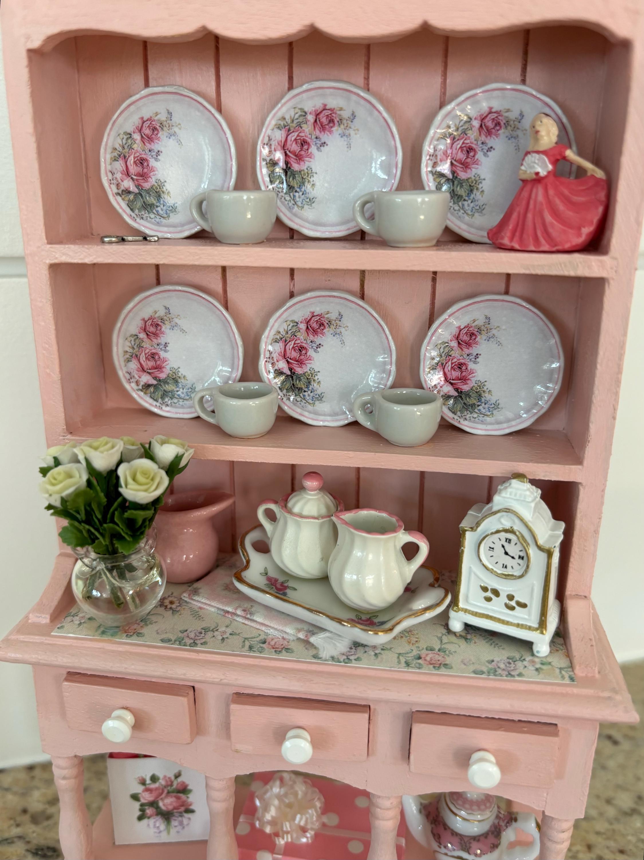 Dollhouse Miniature Pink Hutch - Etsy
