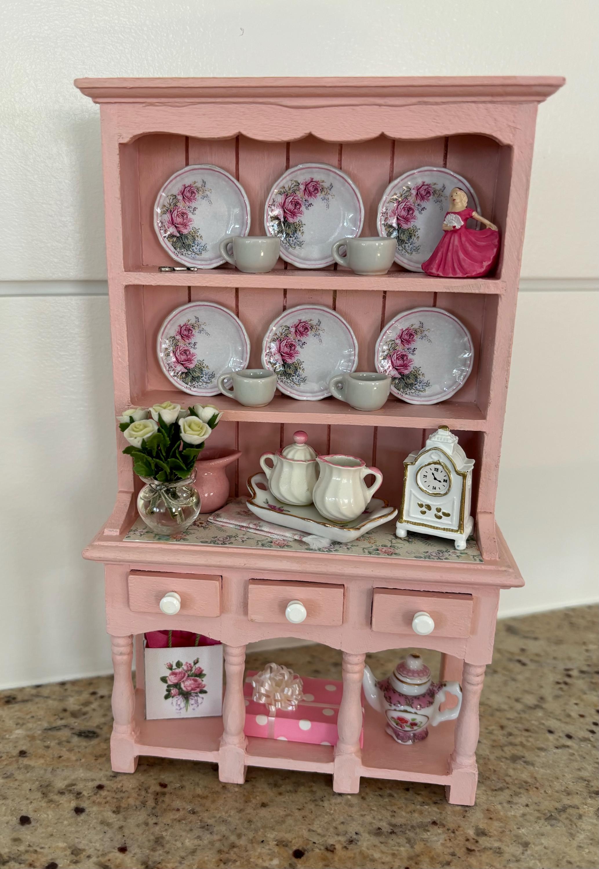 Dollhouse Miniature Pink Hutch - Etsy