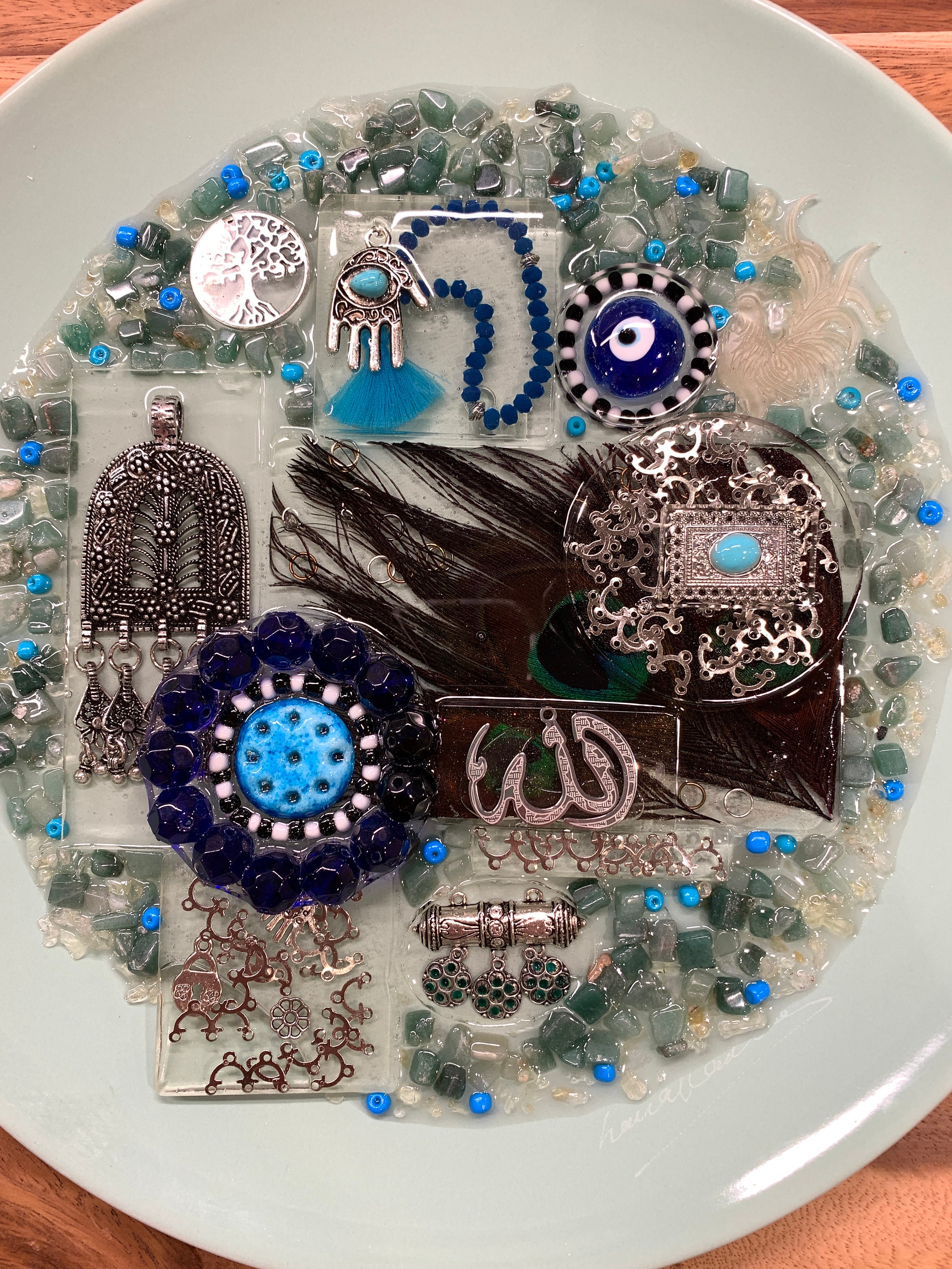 Handmade Iraqi Art Traditional Blessed Eyes Allah With Peacock Feather ...