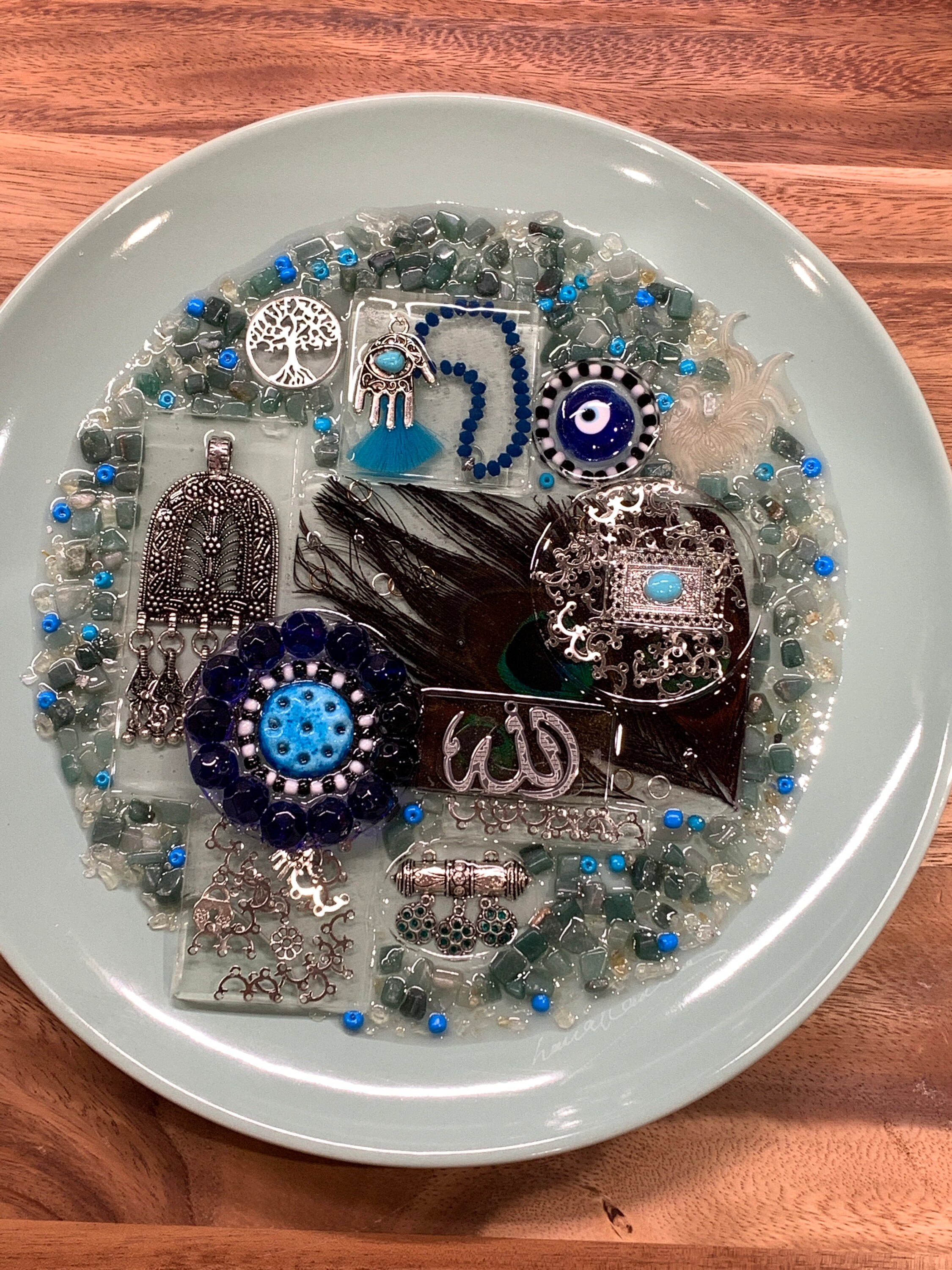 Handmade Iraqi Art Traditional Blessed Eyes Allah With Peacock Feather ...