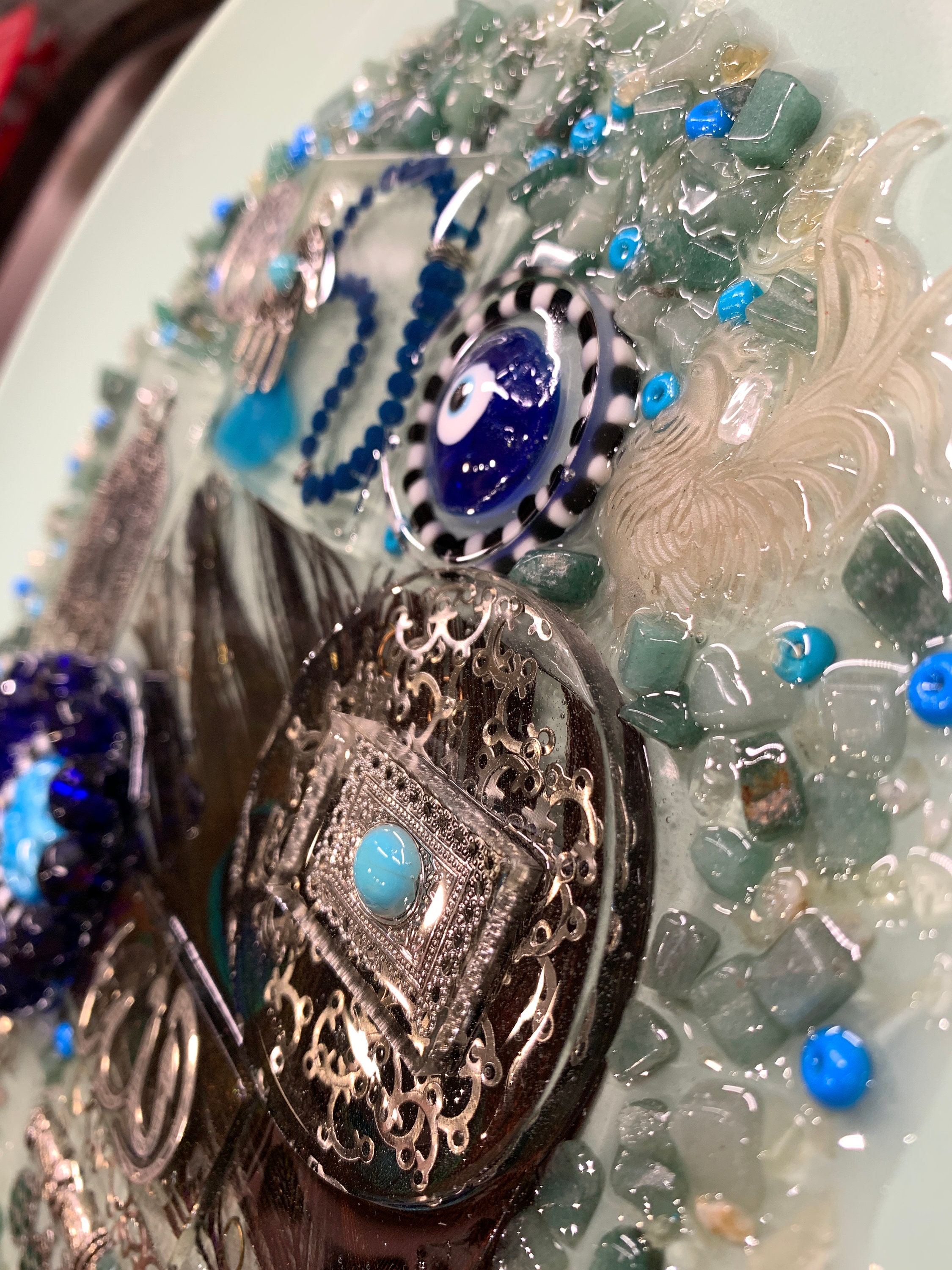 Handmade Iraqi Art Traditional Blessed Eyes Allah With Peacock Feather ...