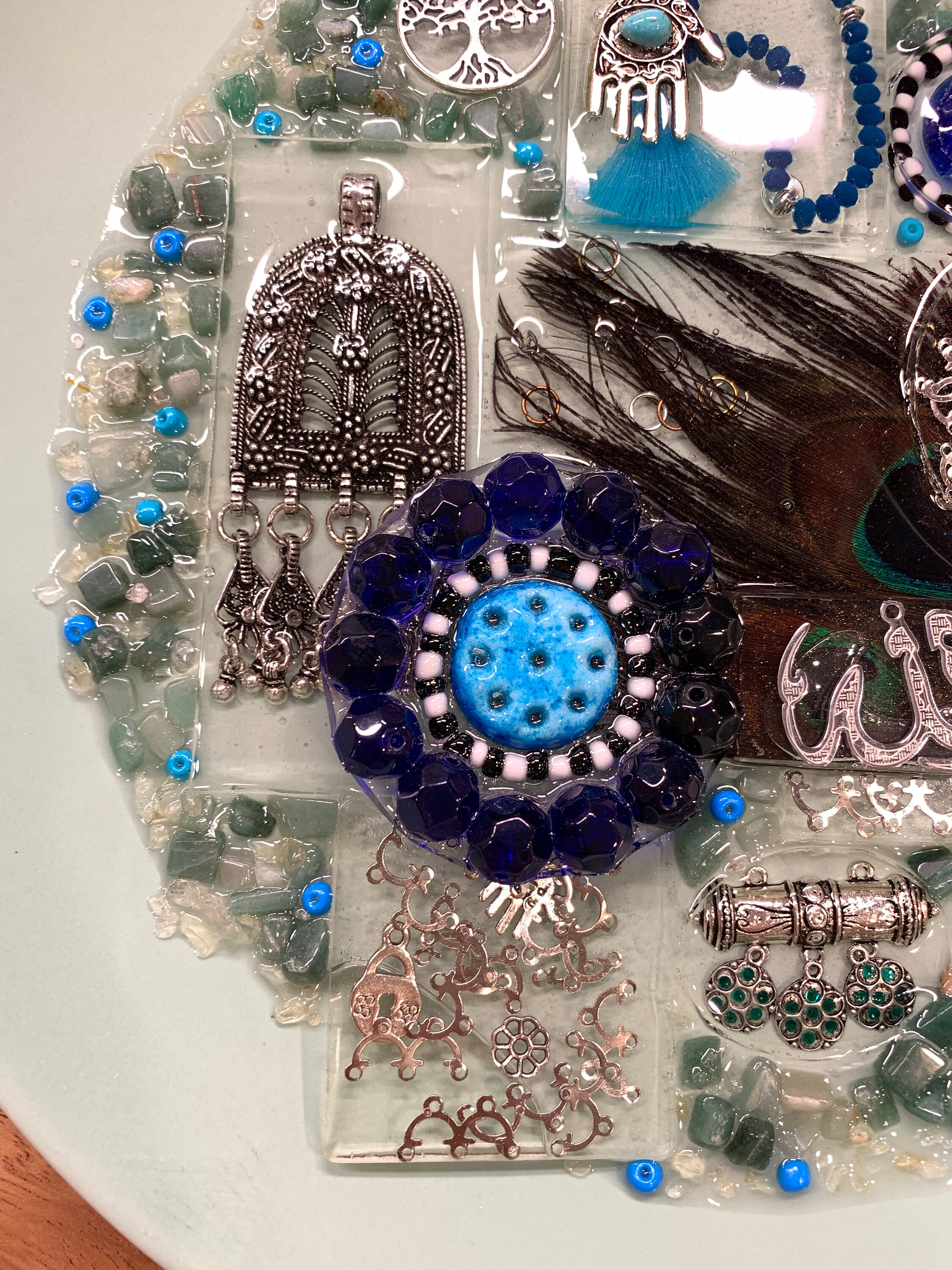 Handmade Iraqi Art Traditional Blessed Eyes Allah With Peacock Feather ...